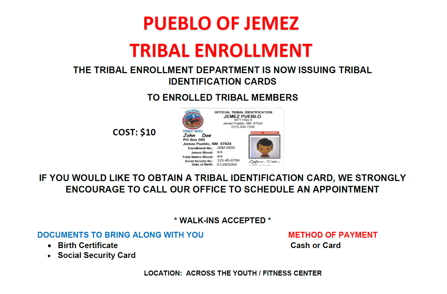 Tribal Enrollment – Pueblo of Jemez